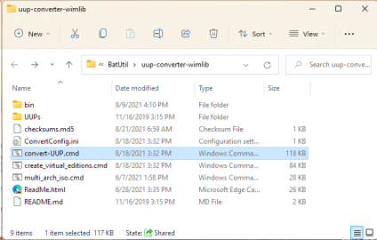 Creating a Windows 10/11 ISO image from the downloaded UUP files ...